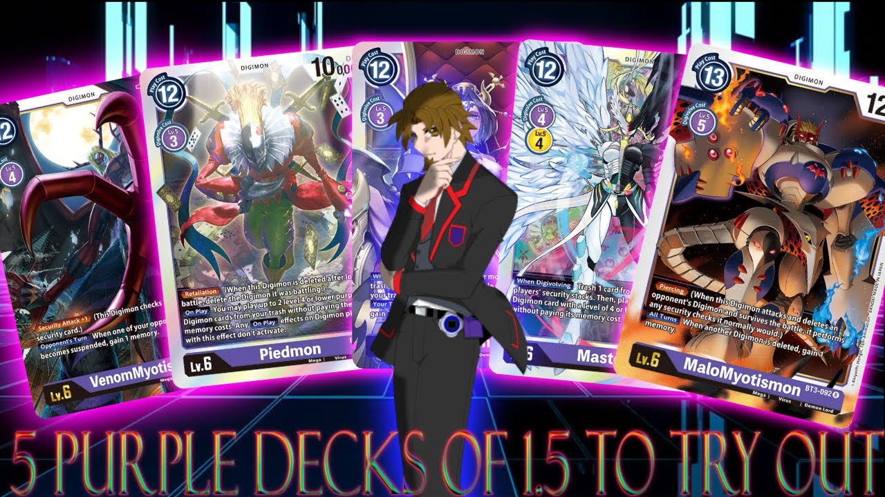Digimon Tcg || 5 Amazing purple decks || Set 1.5 (3.0) - YouTube