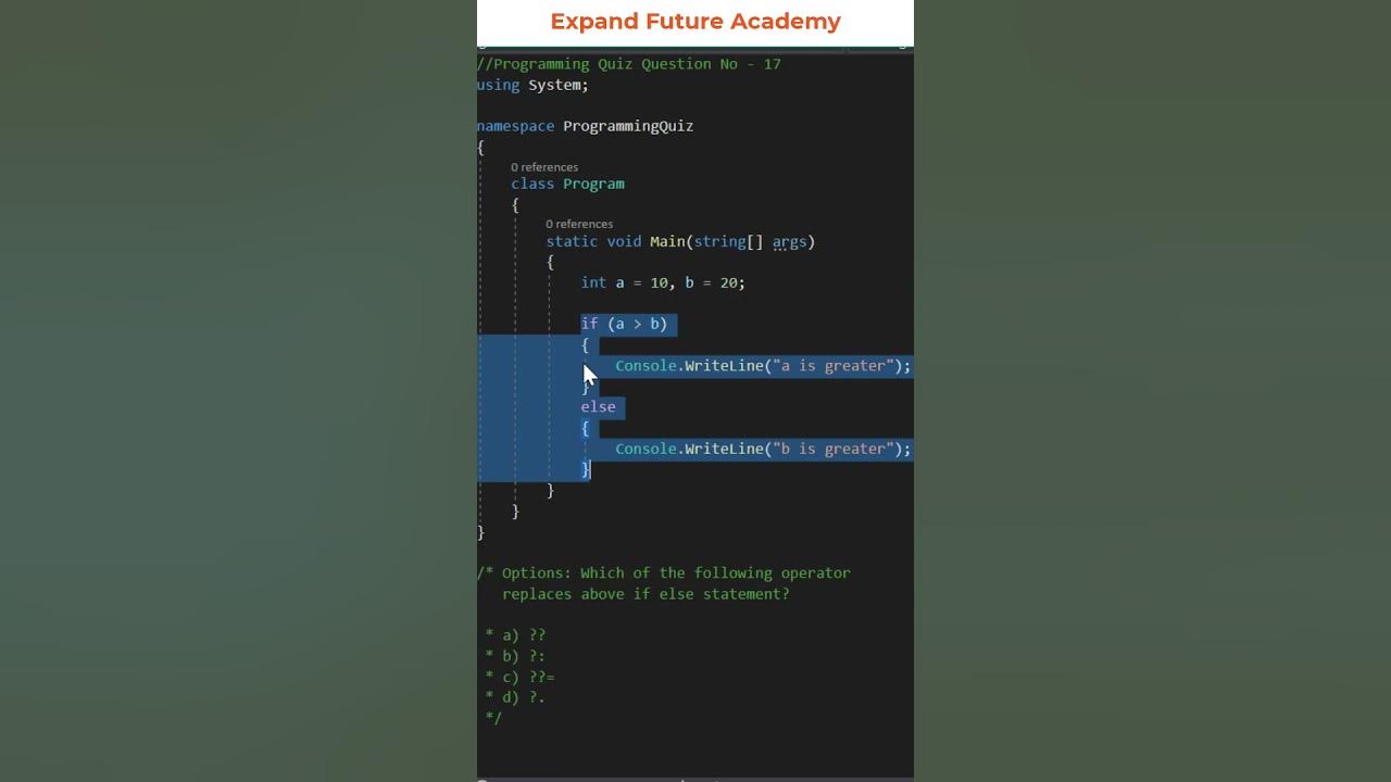 Solution for Programming Quiz Questions - Q17 - Expand Future Academy #Shorts #CSharp #Dotnet ...