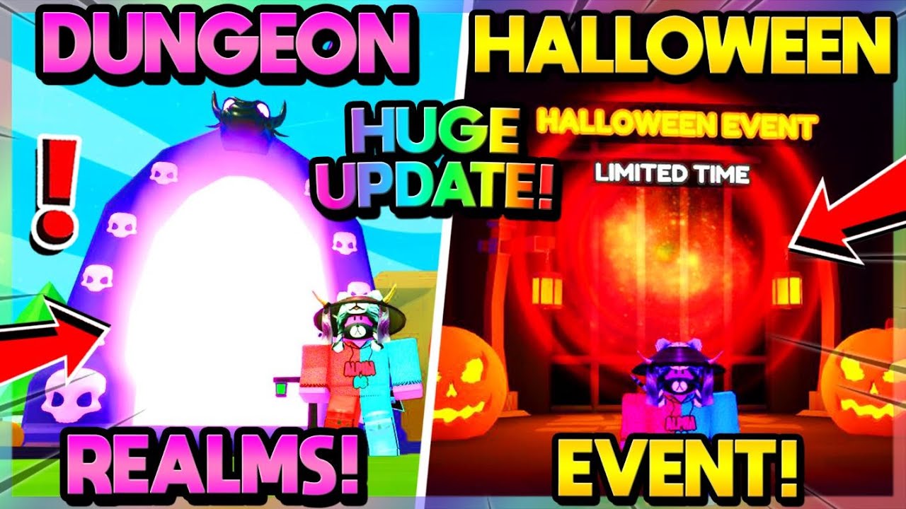 🎃HALLOWEEN EVENT!! 🌀DUNGEON REALMS OPEN!! (Slime Tower Tycoon Roblox ...