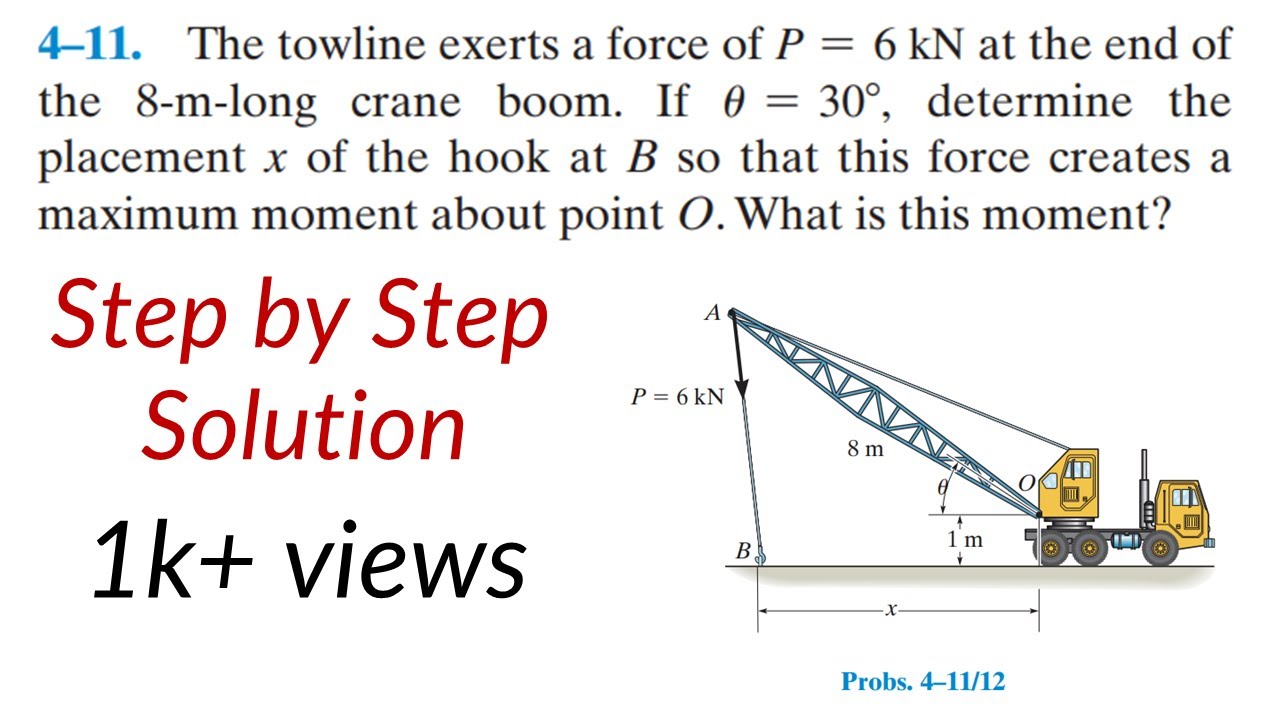 4–11. The towline exerts a force of P = 6 kN at the end ofthe 8-m-long ...
