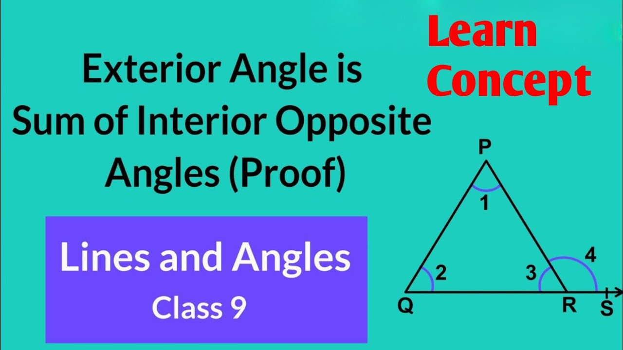 Proof of exterior angle property exterior angle is sum of interior ...
