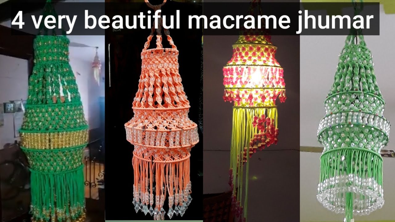 4 very beautiful and latest handmade macrame jhumar ||macrame kandil ...