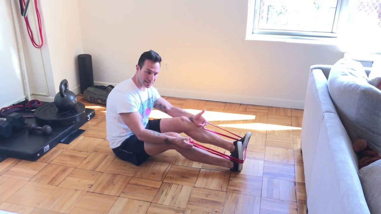 Resistance Band Seated Foot Looped Bicep Curl - YouTube