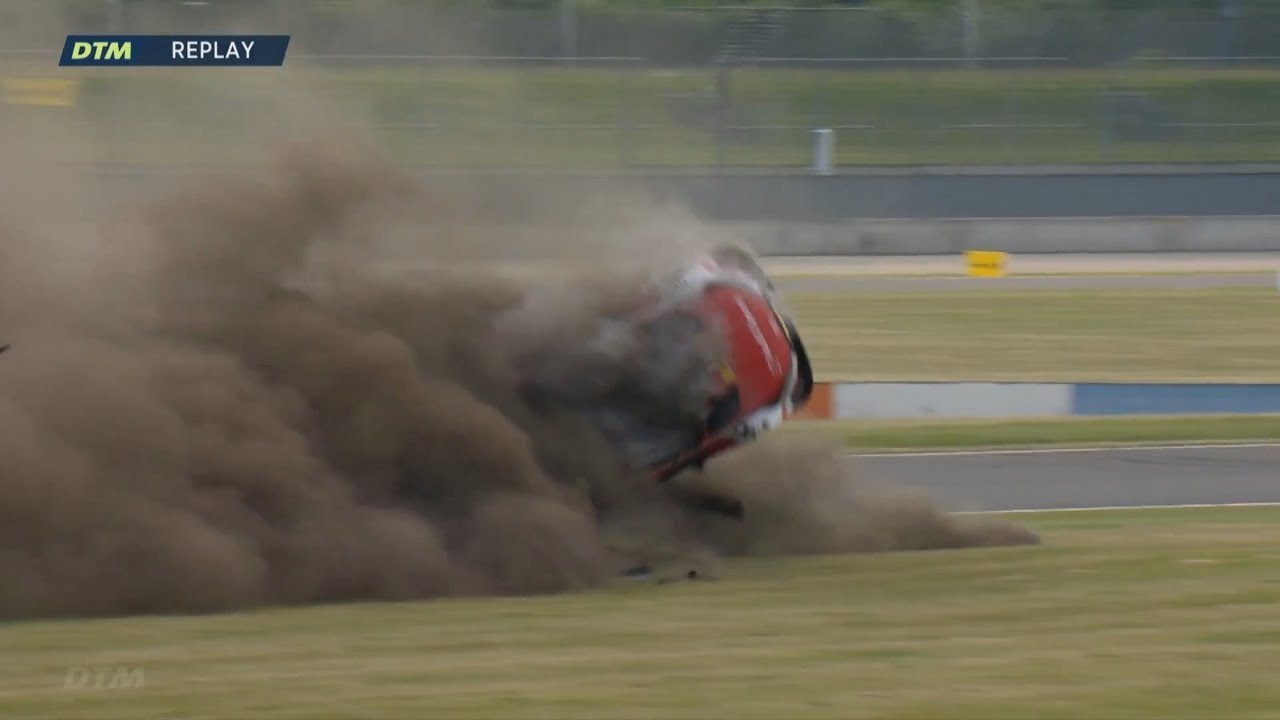 DTM 2018. Race 1 EuroSpeedway Lausitz. René Rast Huge Crash - YouTube