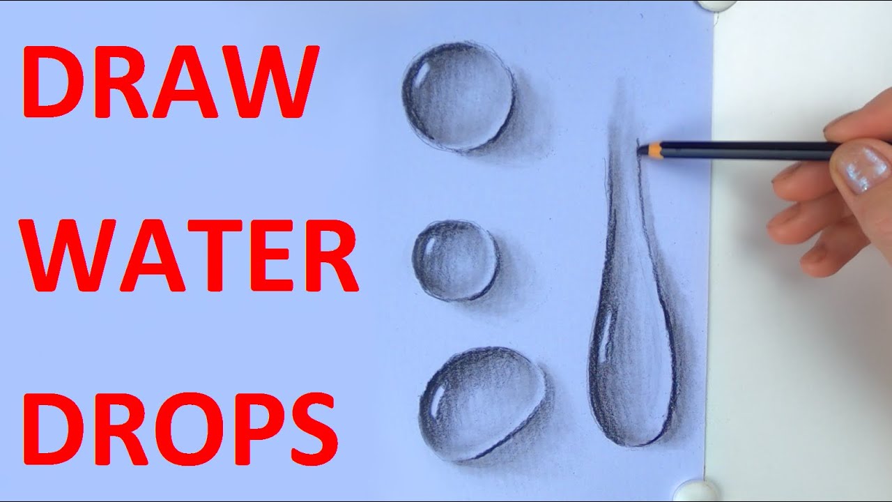 《How To Draw Water Droplets》I drew large water drops with a simple ...