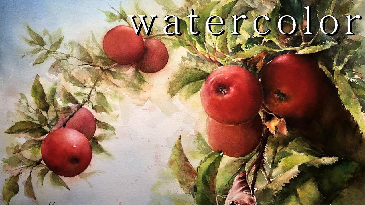 🍎Apple tree /watercolor painting - YouTube