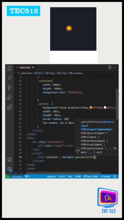 Javascript Css Training Custom Cursor Htmlcss Coding Javascriptprojects