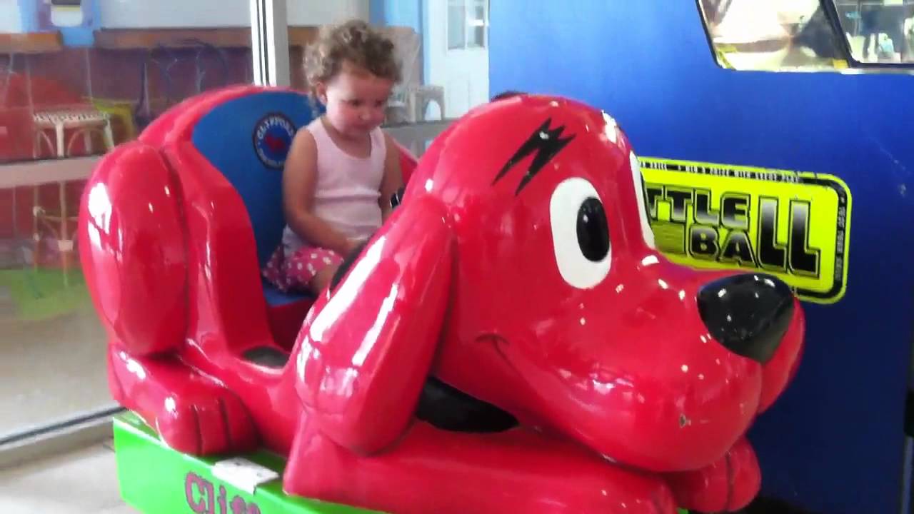 Eileen on ride-on Clifford - YouTube