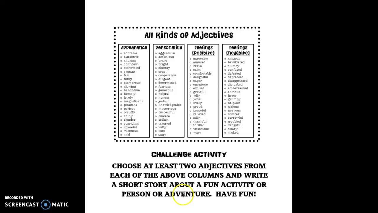 Adjective Challenge Activity - YouTube