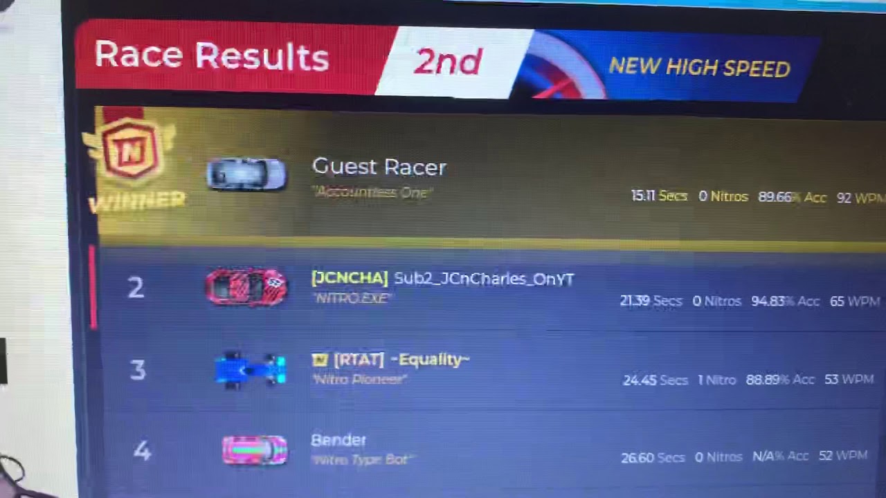 Nitro Type New HIGH SPEED!!!!!!!! 65 WPM - YouTube