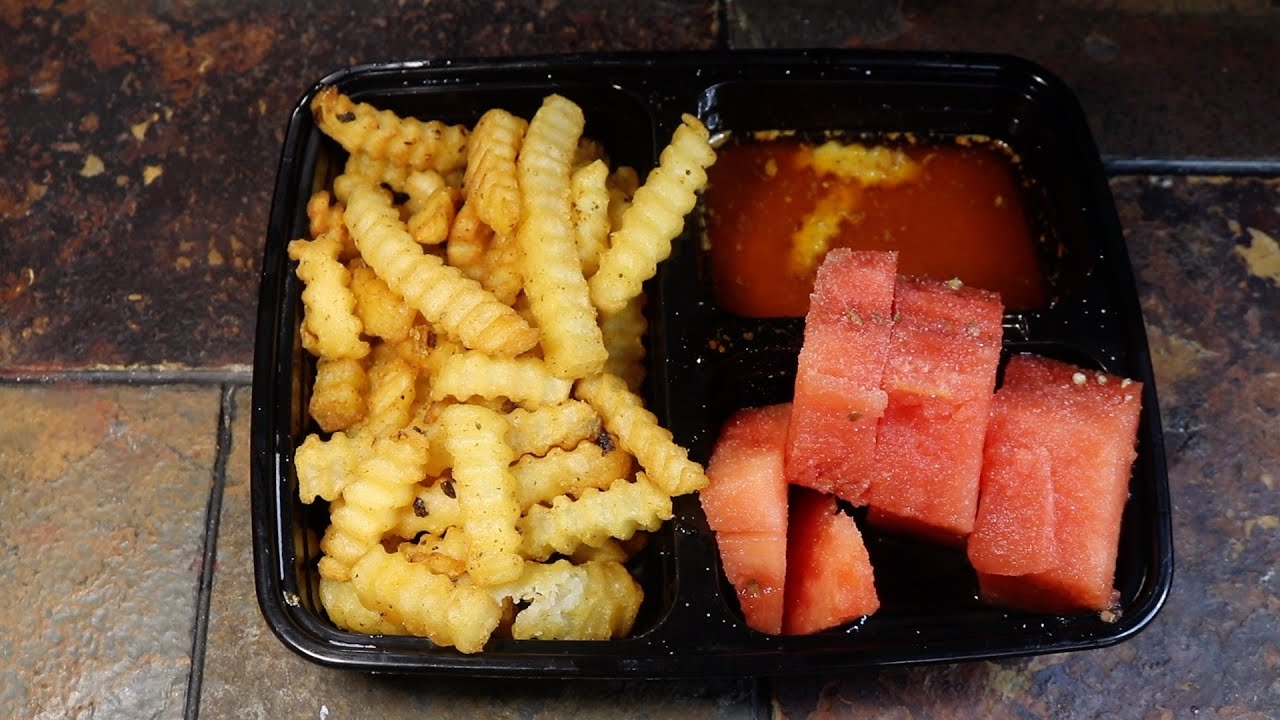 Crunchy Crinkle Fries With Hot Butter Sauce ASMR Eating Sounds - YouTube