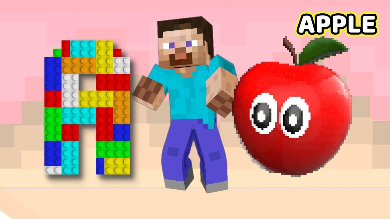 Minecraft ABC Song with Dance, A for apple B for ball, ABCD Kids Video ...