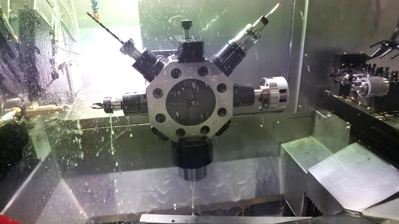 LICO LNTS 11-Axis CNC Multi-Slide Screw Machine Demo at PMTS 2019 - YouTube