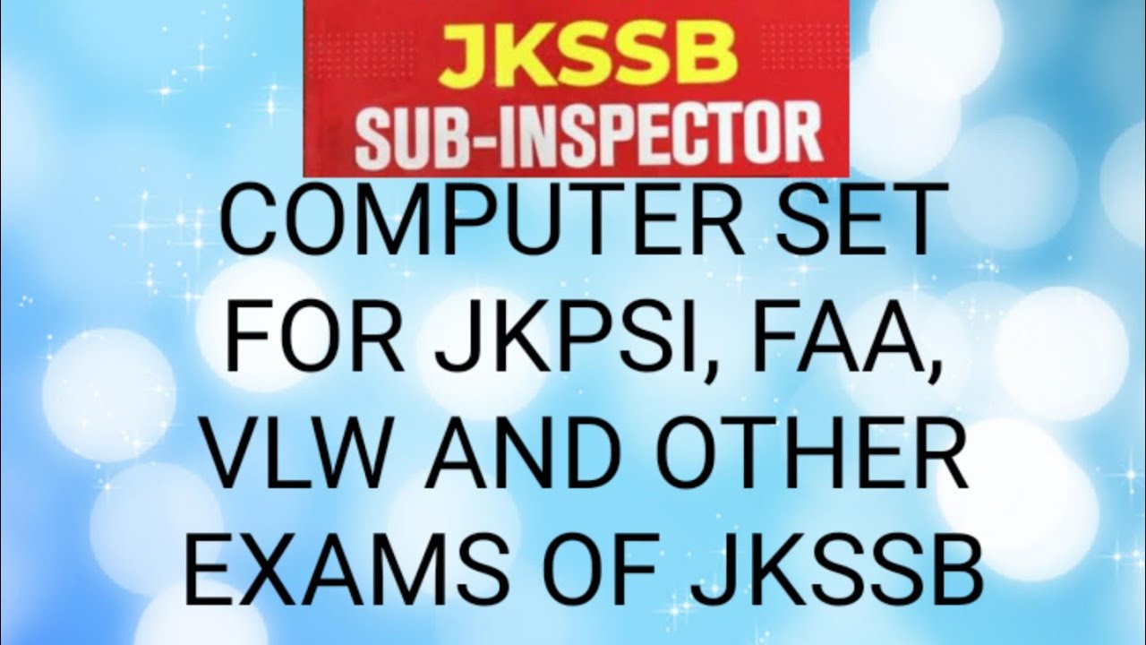 COMPUTER Practice set for JKPSI || Computer Awareness FAA, VLW AND OTHER EXAMS OF JKSSB AND ...