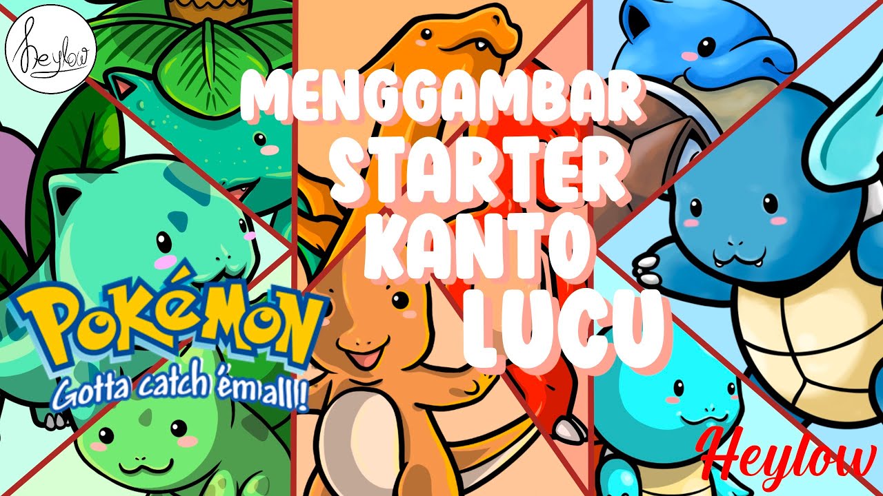 POKEMON | MENGGAMBAR TRIO STARTER KANTO LUCU BERSAMA @heylowheylow ...