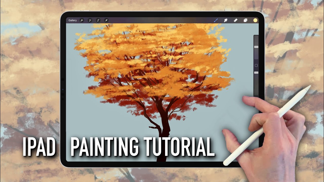 IPAD PAINTING TUTORIAL - How to paint an Autumn Fall Tree - YouTube