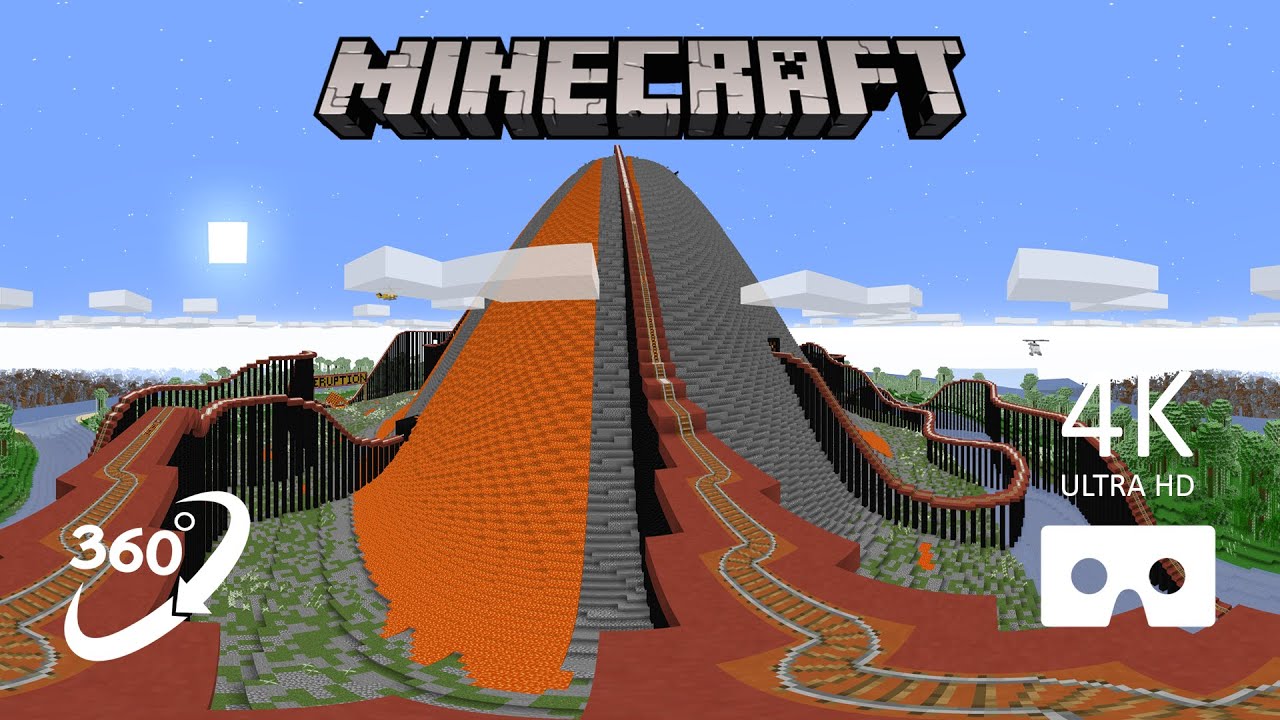 MINECRAFT VR AND 360° - VOLCANO ROLLER COASTER RIDE - YouTube