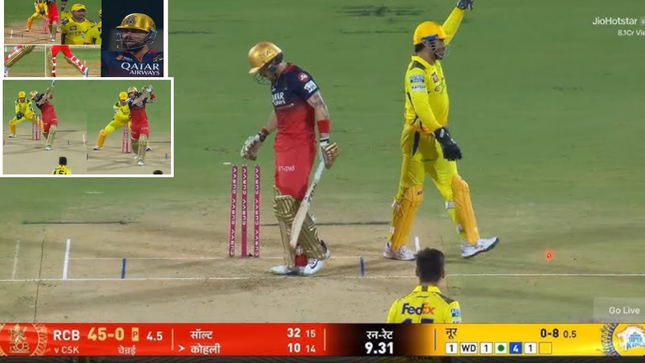 DHONI Stumping PHIl SALT shoked 😱Virat kohli confuse 🤔CSK vs RCB ipl # ...