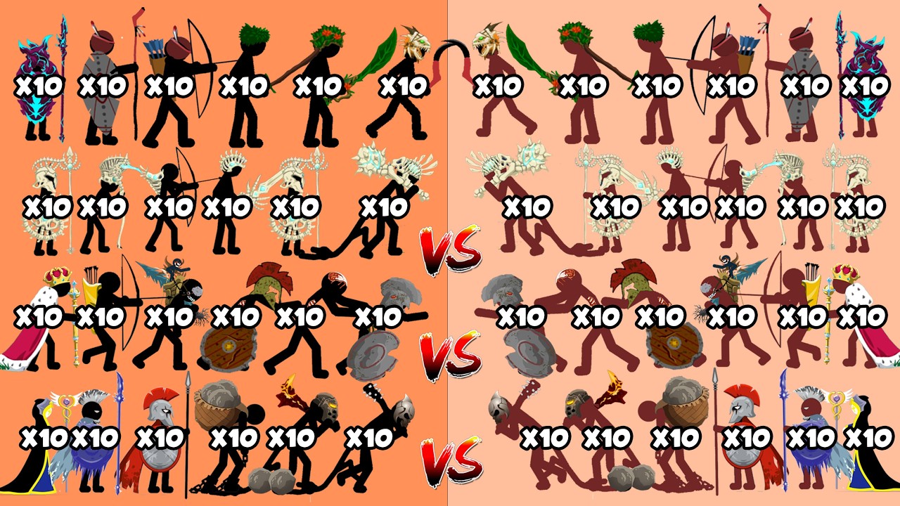Black Vs Red, All Stick Skins figures Army - Ice, Undead, Vamp - Stick ...