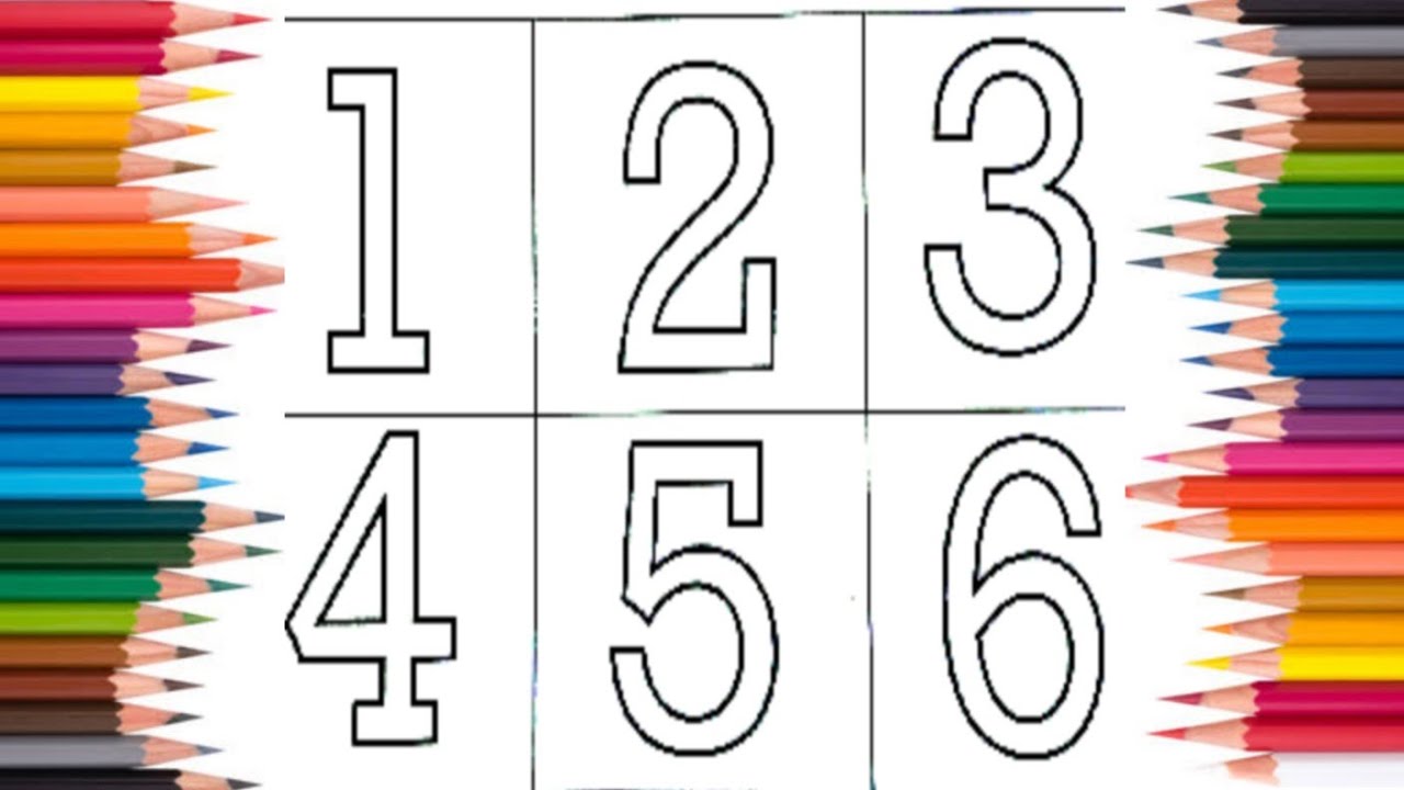 1 2 3 4 5 6 counting numbers | How to draw numbers | Colouring 🌈 in ...