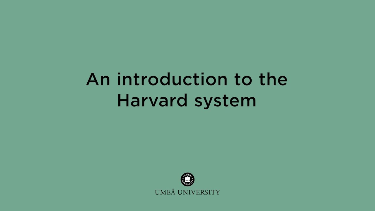 Introduction to the Harvard system - YouTube