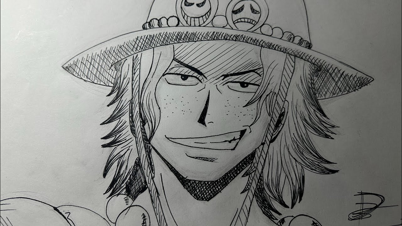 Teaching myself how to draw Ace from One Piece - YouTube