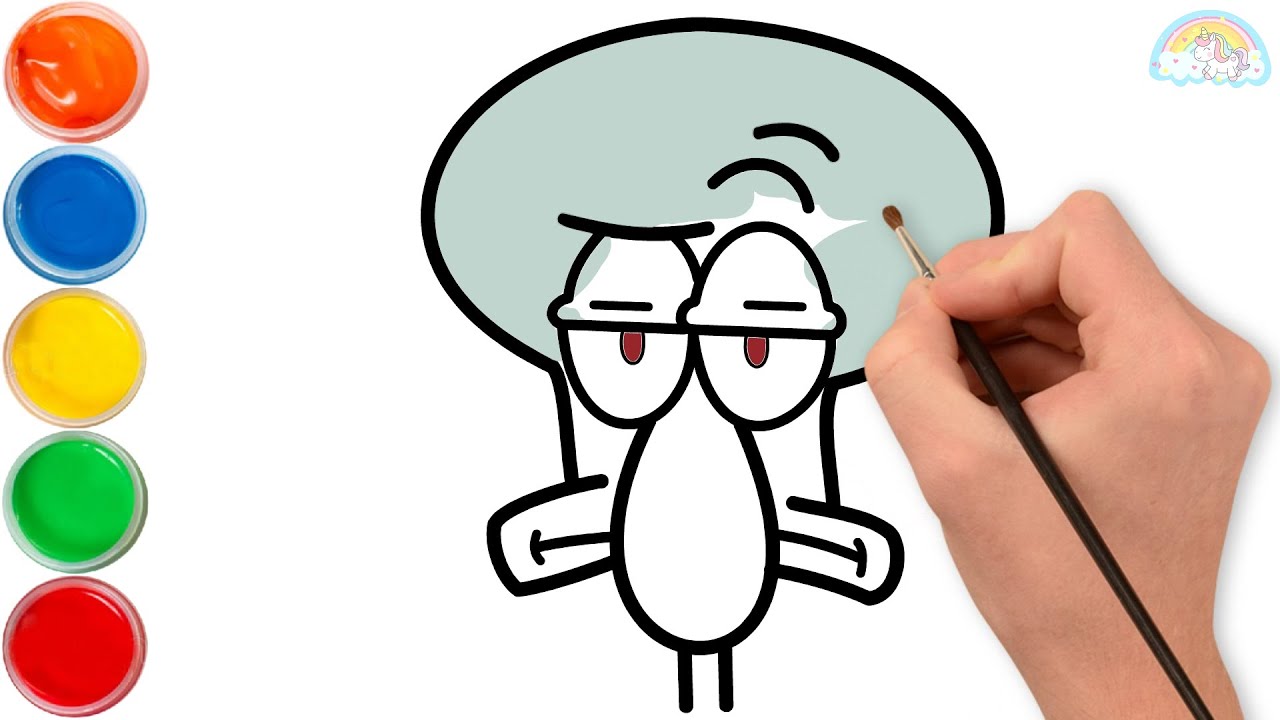 How to draw and color Squidward for kids easy and step by step? 😍🌹 ...