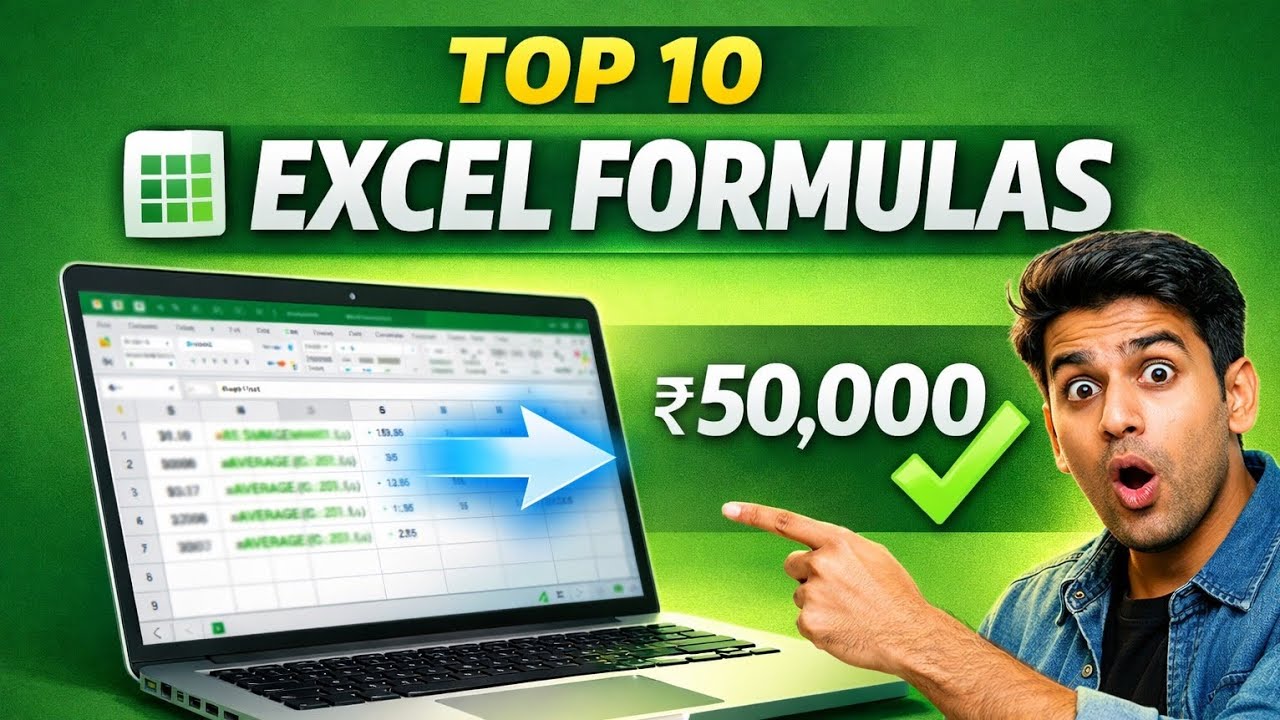 10 Most Useful Excel Formulas l Excel Formulas in Hindi - YouTube