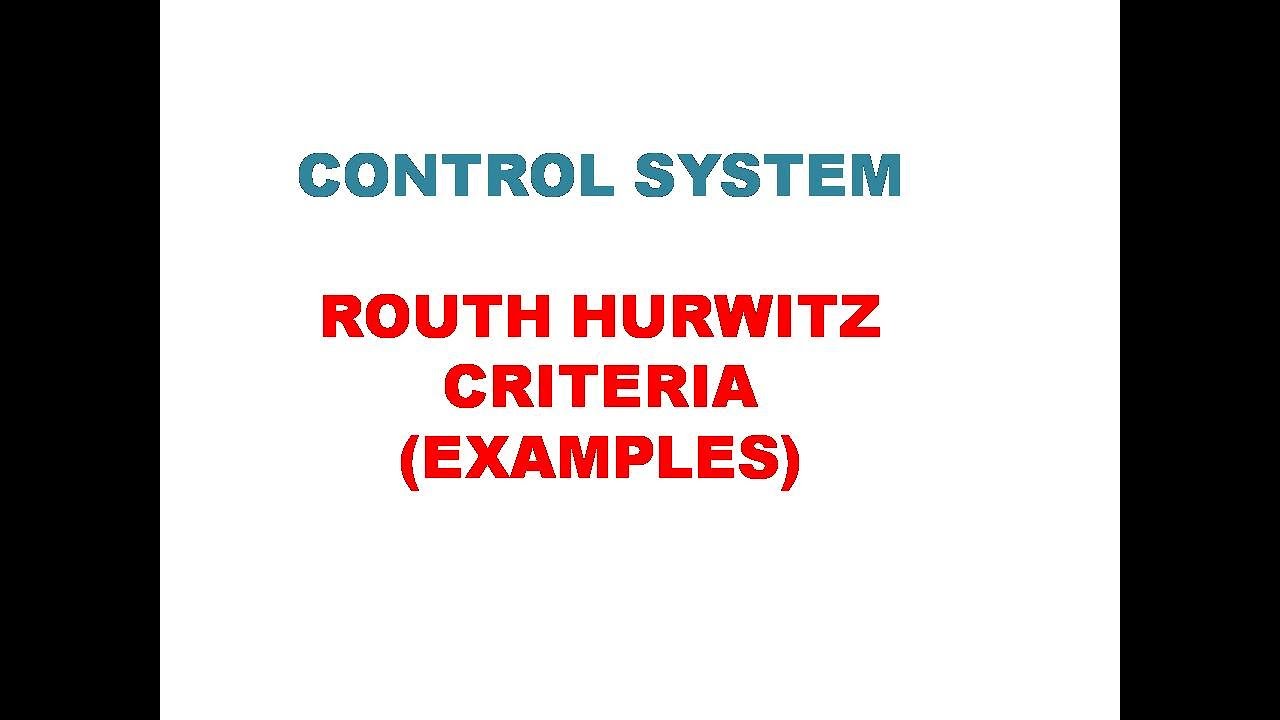 Some example related to Routh hurwitz criteria - YouTube