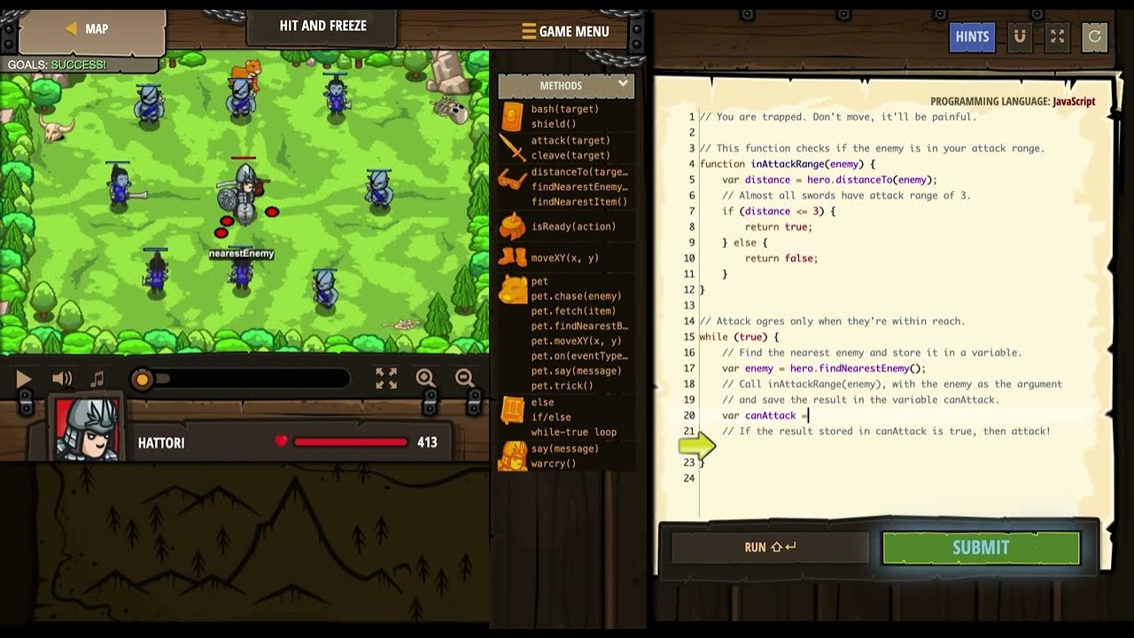 Codecombat Hit And Freeze Javascript Youtube