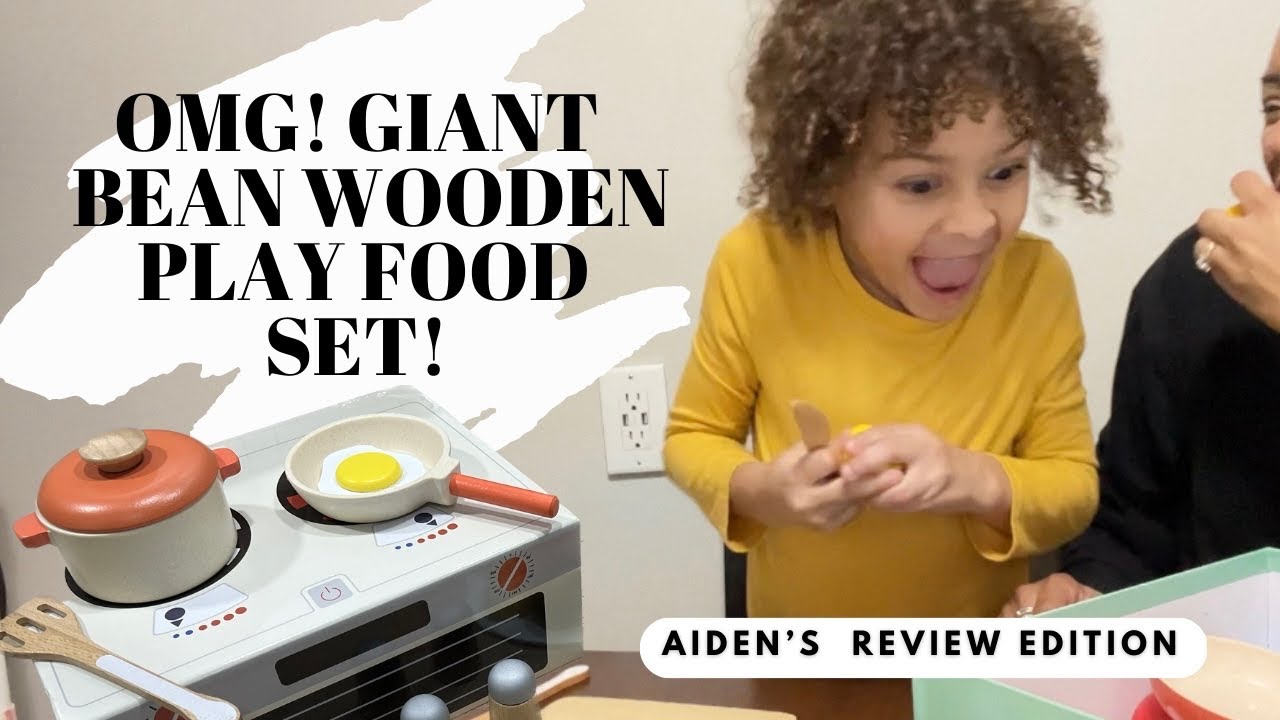 GIANT BEAN TOYS! | EDUCATIONAL WOODEN PLAY FOOD SET REVIEW ...