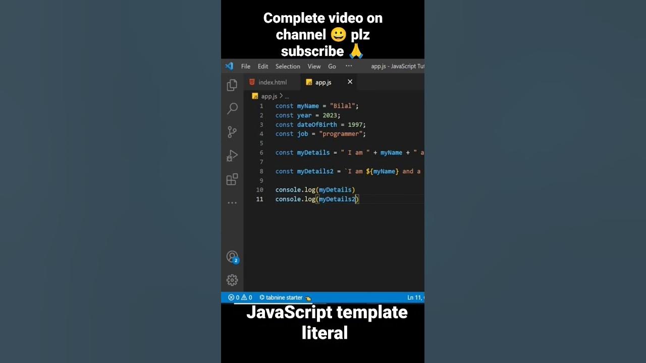 Template Literal Javascript Youtubeshorts Viral Reels Javascript Javascripttutorial Youtube 8996
