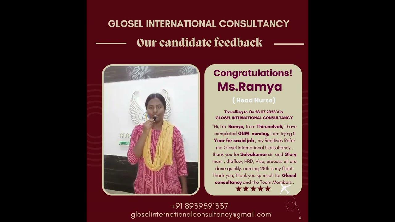 OUR CANDIDATE MISS. RAMYA TRAVELLED TO SAUDI HEARTY CONGURATULATIONS ...