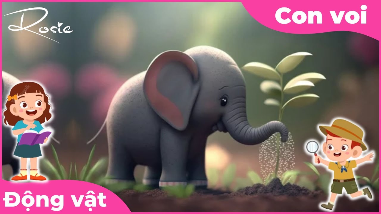 Dạy bé học Nhận biết Con Voi - Bài thơ Con voi - Vui học cùng ROSIE ...