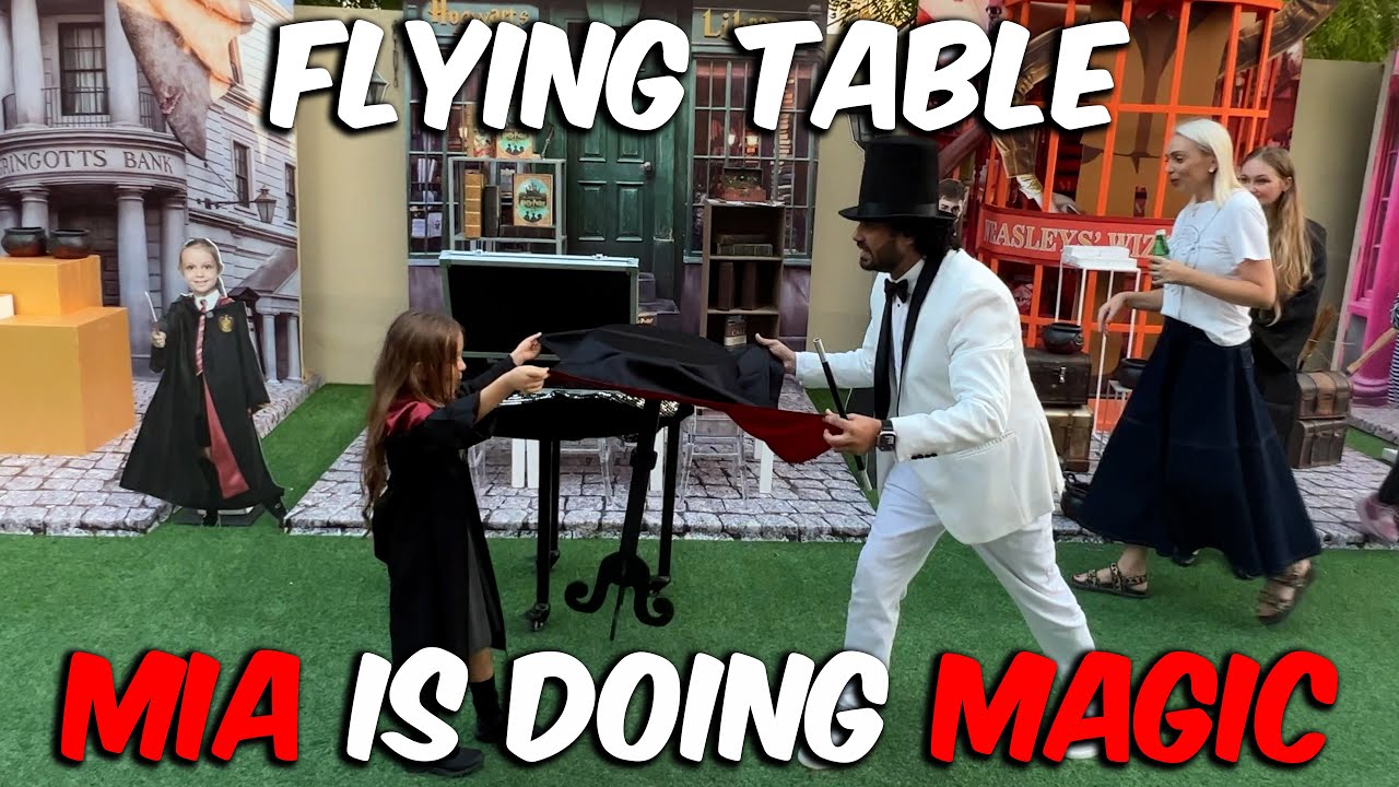 Mia is doing flying table magic trick - YouTube