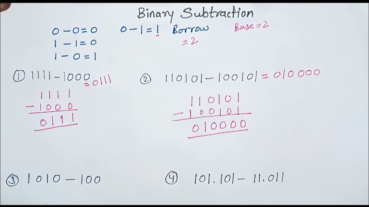 Binary subtraction | how to subtract binary numbers | binary numbers ...