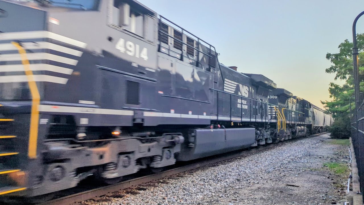Northbound NS covered hoppers on track one - YouTube