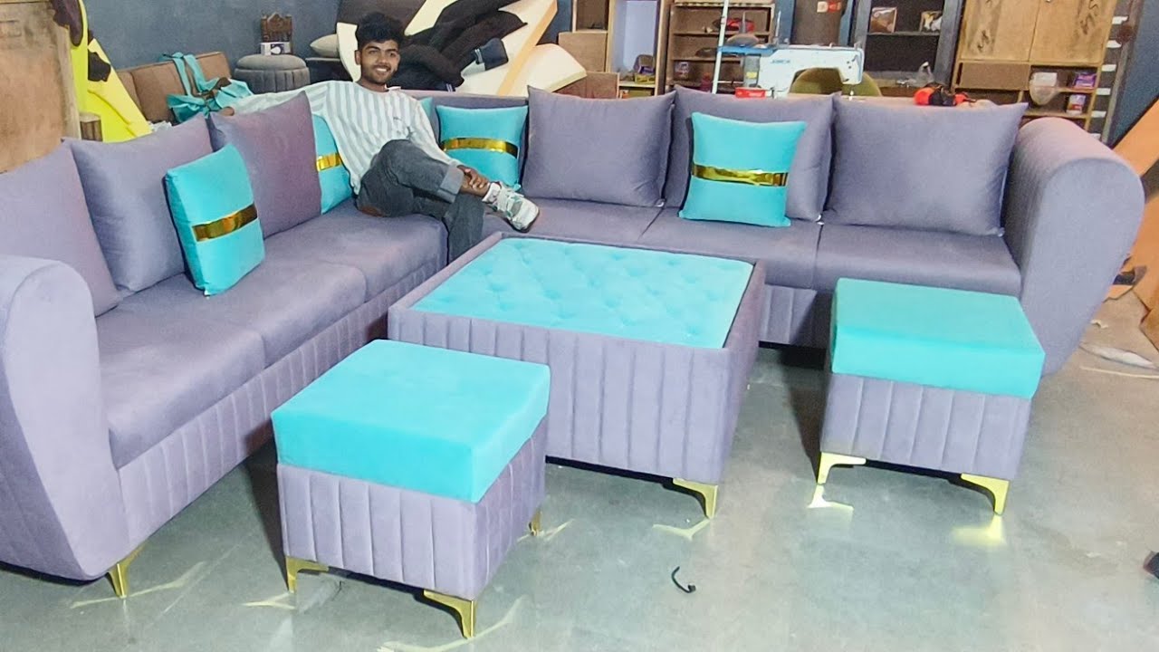 सोफा मेकिंग🛋️/sofa making at home💯/how to make floor sofa😍/sofa work ...