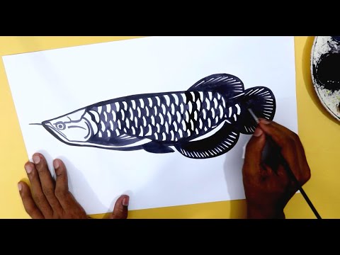 How to draw a Dragon fish easy (Arowana) - YouTube