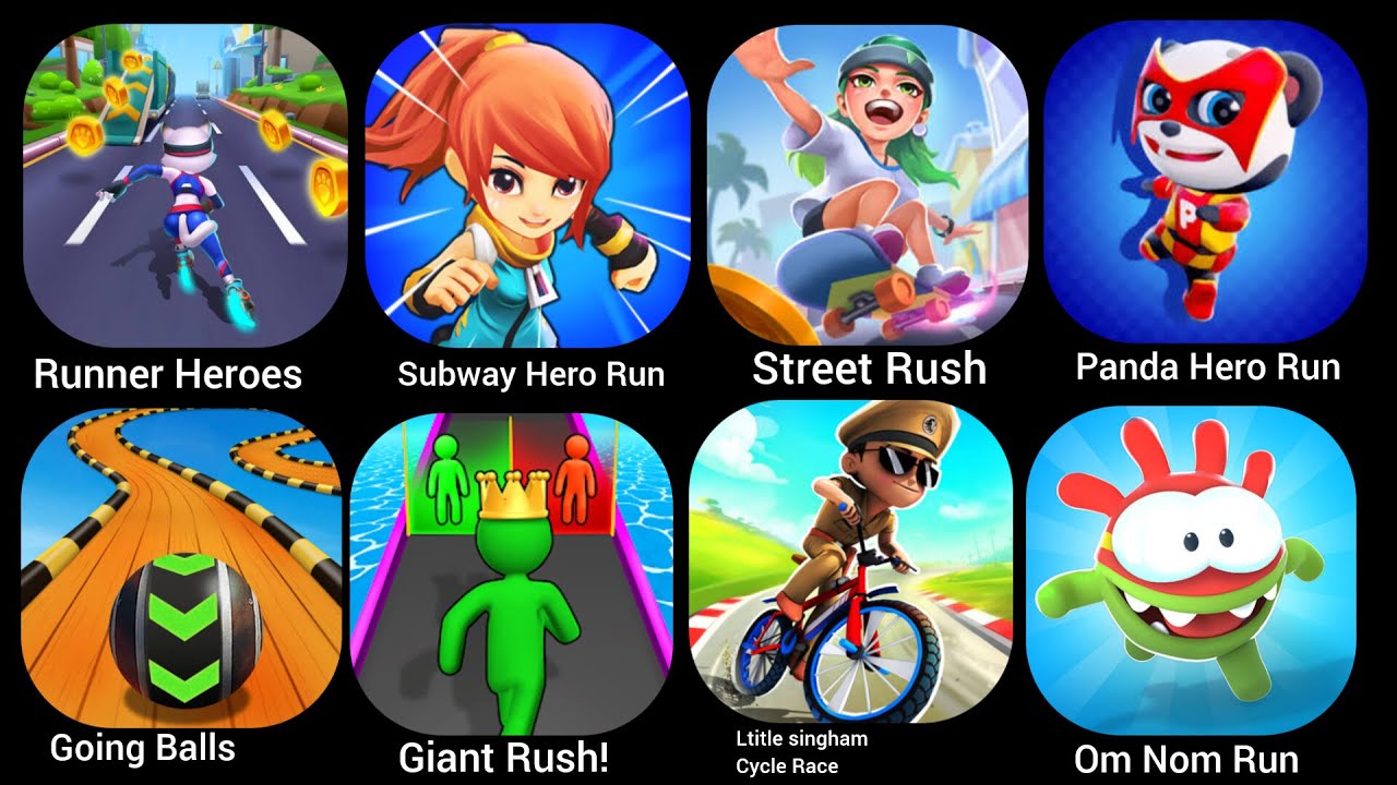 Runner Heroes, Subway Hero Run, Street Rush, Panda Hero Run, Going ...