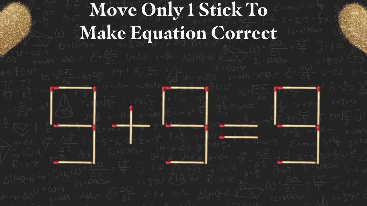 Matchstick puzzle (5)| Move only 1 stick to make equation correct #quiz ...