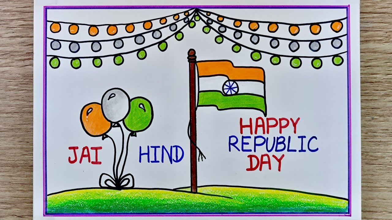 Republic day drawing| Easy republic day drawing| Flag drawing| Easy ...