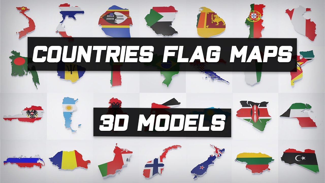 Country map 3d model, Flag maps 3d model of country maps, 3d models of ...