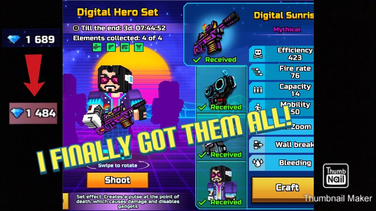 I Have Finally Unlocked The Digital Hero Set | Pixel Gun 3D - YouTube