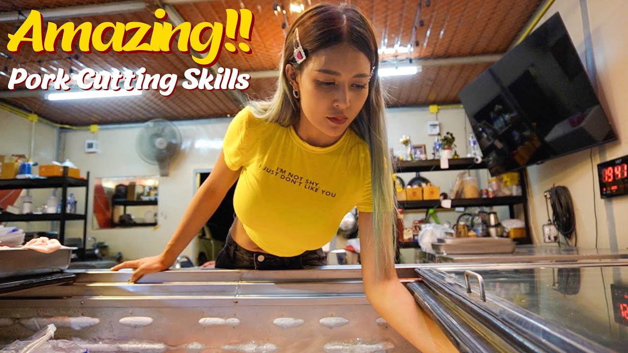 Amazing!! Pork Cutting Skills by This Beautiful Lady | Tukta Fresh Pork ...