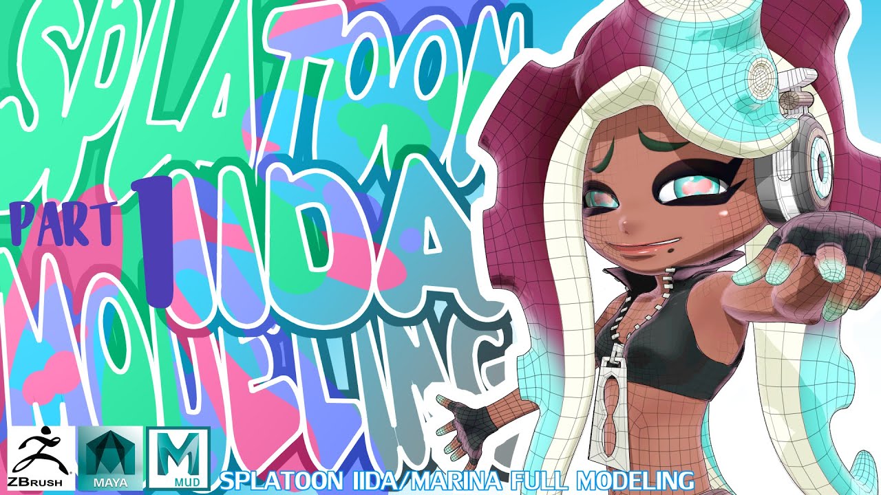 Splatoon IIDA/Marina Full Modeling Time Lapse - Part01 | ZBrush Maya ...