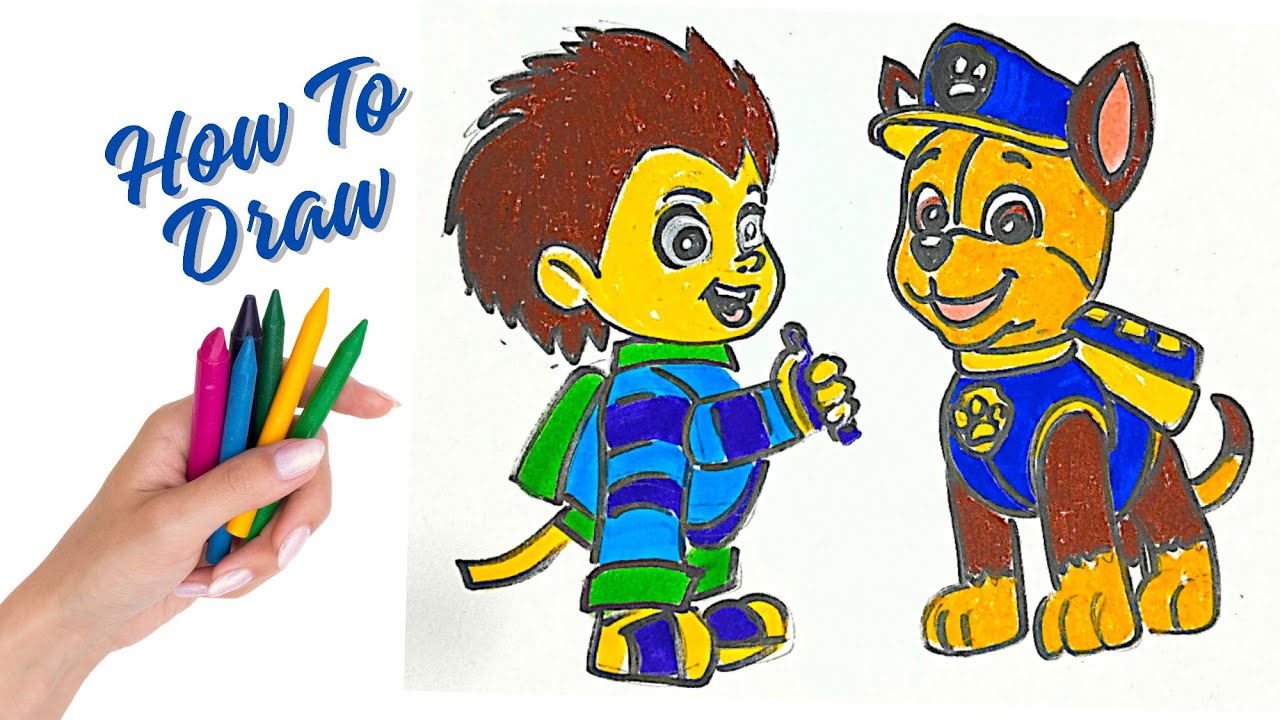 How to draw Chase - Paw Patrol \ Easy drawing for kids - YouTube