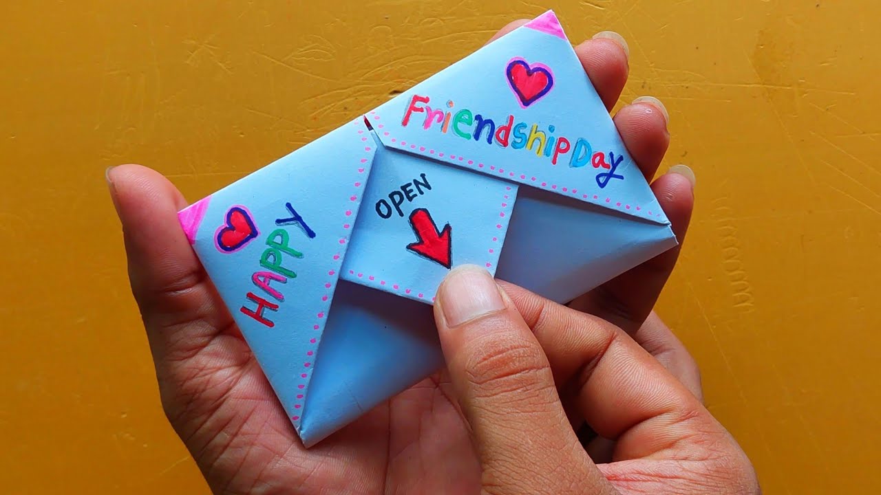 DIY - SURPRISE MESSAGE CARD FOR FRIENDSHIP DAY/Pull Tab Origami ...