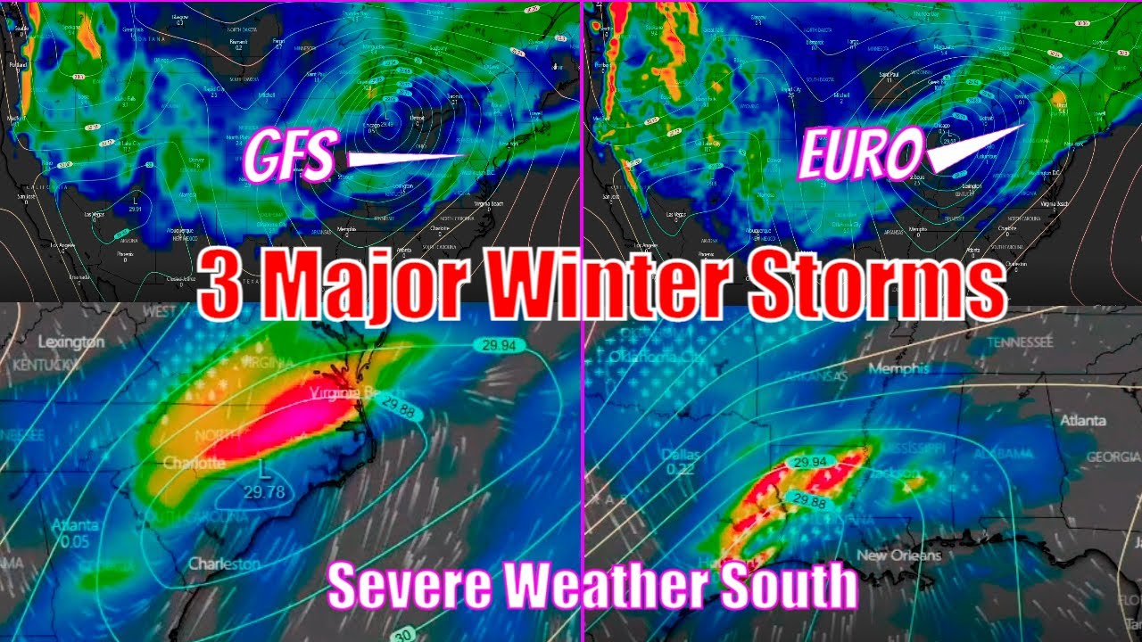 3 Major Winter Storms, Major Snowfall Amounts & 10 Day Winter Outlook ...