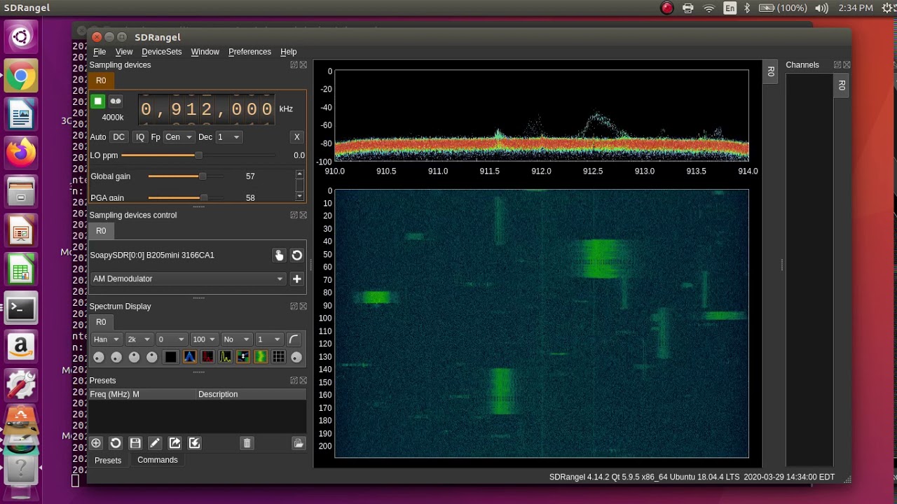 Running sdrangle from docker container with usrp b205mini - YouTube